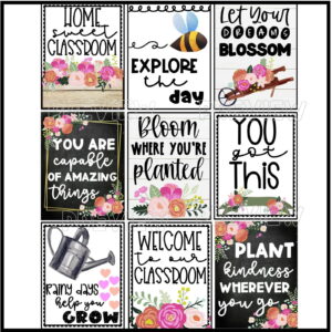 Farmhouse Floral Classroom Decor Bundle | Confetti & Creativity