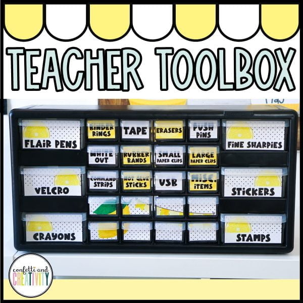 Lemon Farmhouse Teacher Toolbox Labels | Confetti & Creativity
