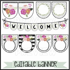 Farmhouse Floral EDITABLE Banners | Confetti & Creativity