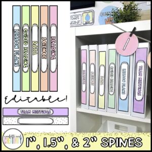 Pastel Editable Binder Covers & Spines | Confetti & Creativity