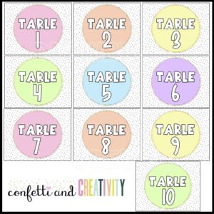Pastel Table Numbers 1-10 | Confetti & Creativity