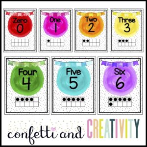 Watercolor Numbers 0-20 with Ten Frames | Confetti & Creativity