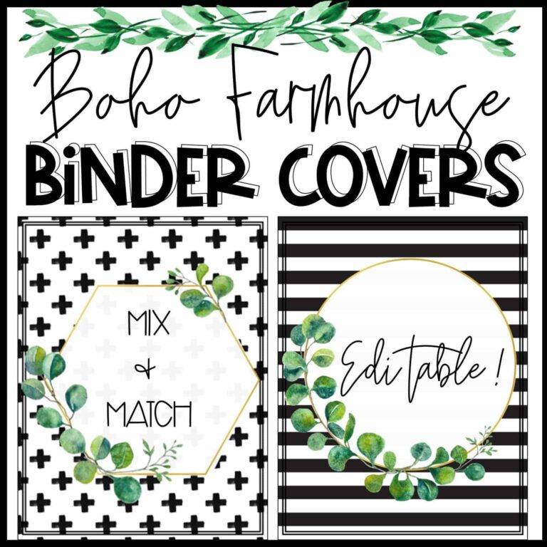 Boho Farmhouse Binder Covers and Spines | Confetti & Creativity