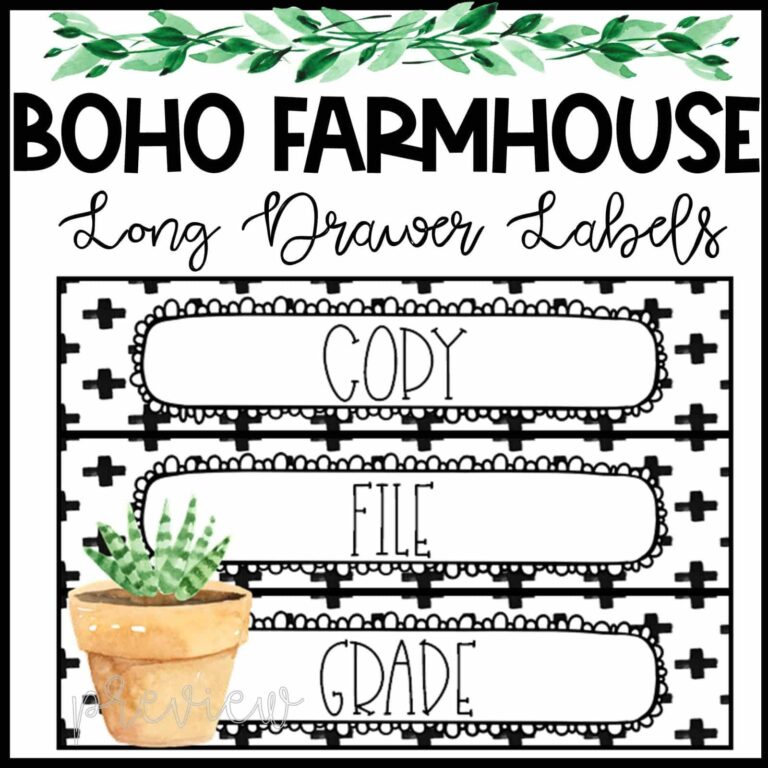 Boho Farmhouse EDITABLE long drawer labels | Confetti & Creativity