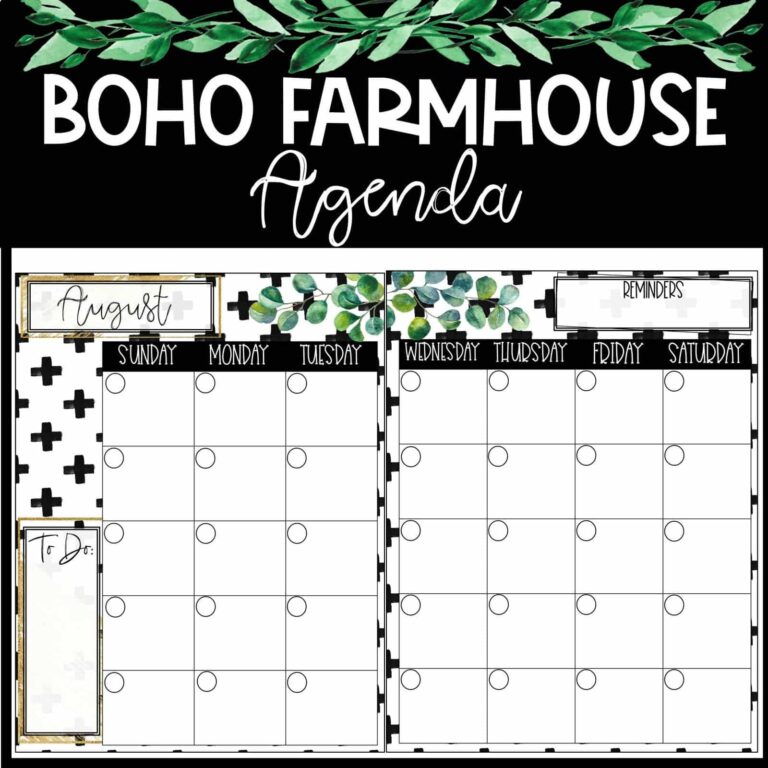 Boho Farmhouse Agenda Calendar | Confetti & Creativity