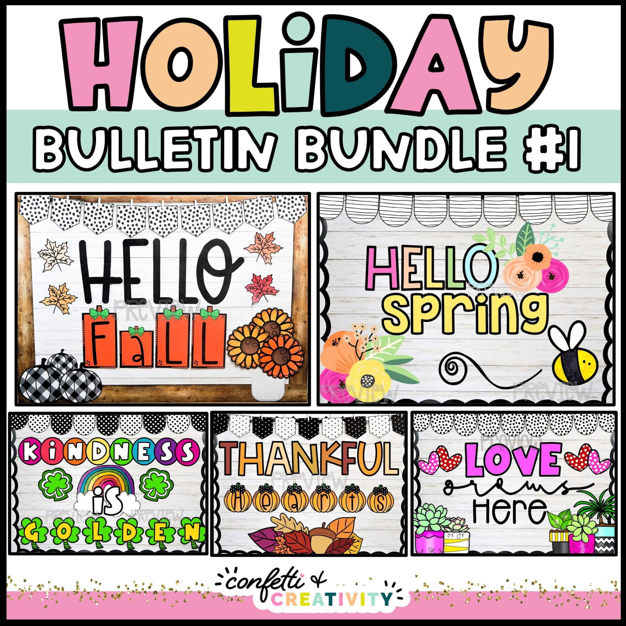 Farmhouse Holiday Decor Posters Bundle | Confetti & Creativity