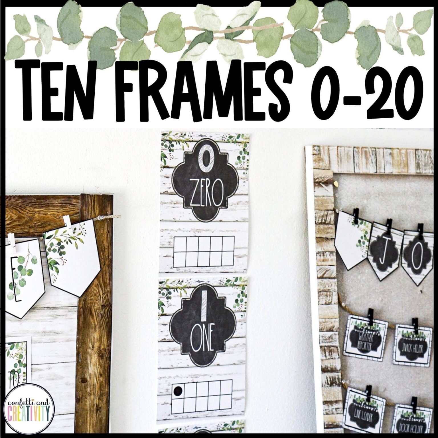 Modern Farmhouse Ten Frames 0-20 | Confetti & Creativity