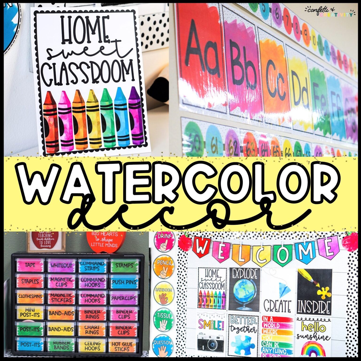 Watercolor Classroom Decor Reveal (With a Freebie) | Confetti & Creativity