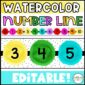 Watercolor Number Line 0-200 | Negative Number Line | Confetti & Creativity