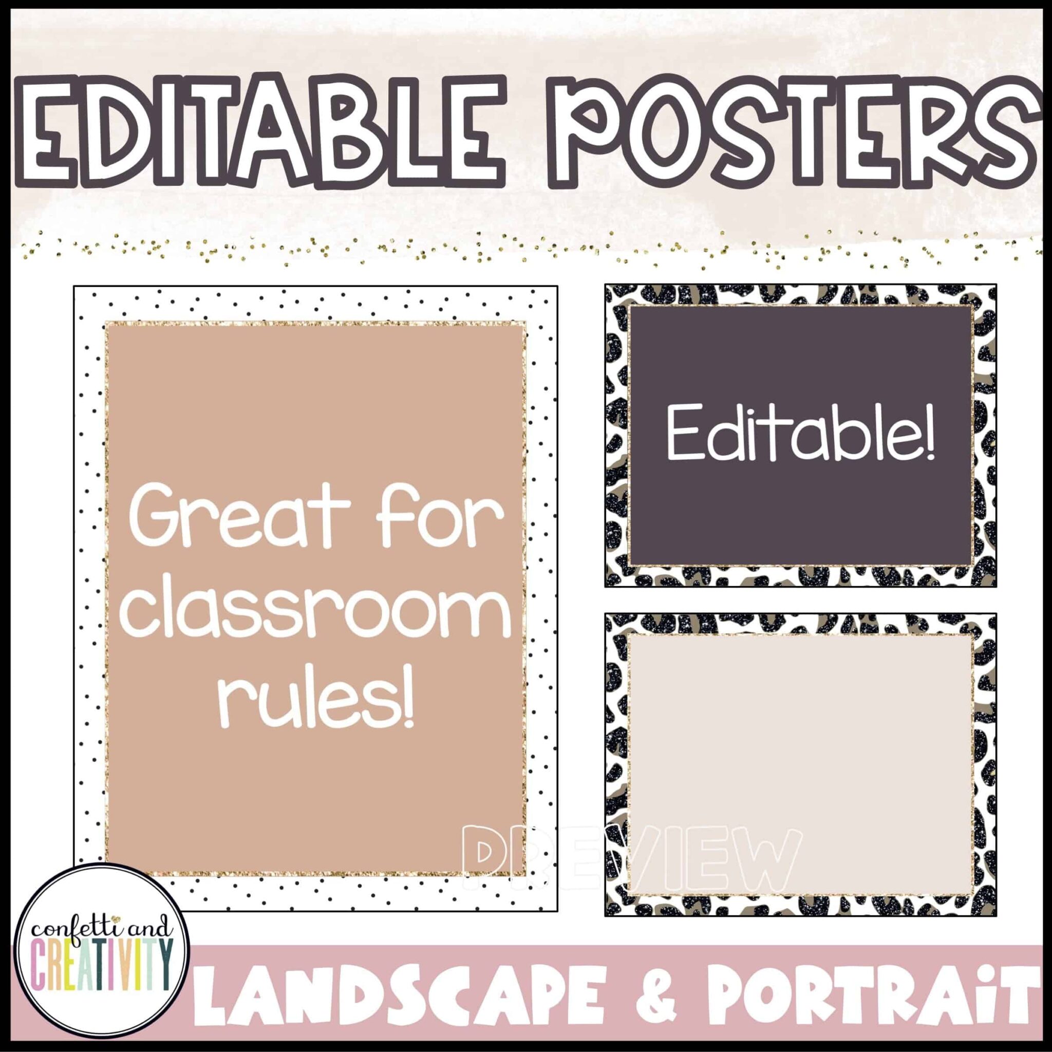 Boho Neutrals Editable Posters | Confetti & Creativity