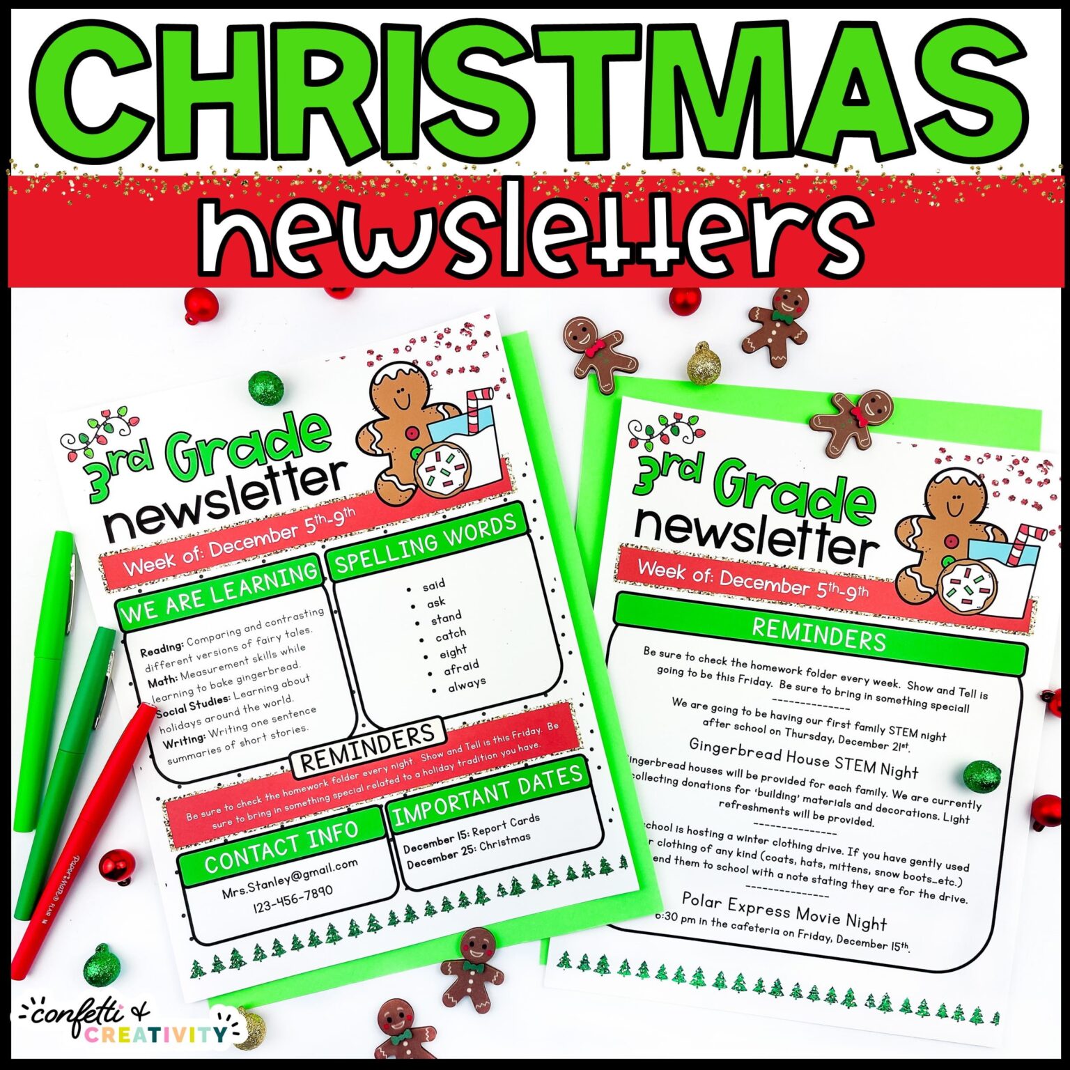 Christmas Newsletter Templates | Confetti & Creativity