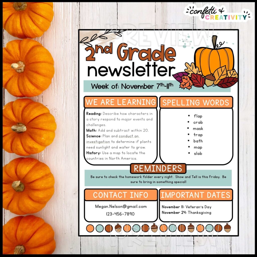 Thanksgiving Newsletter Templates | Confetti & Creativity