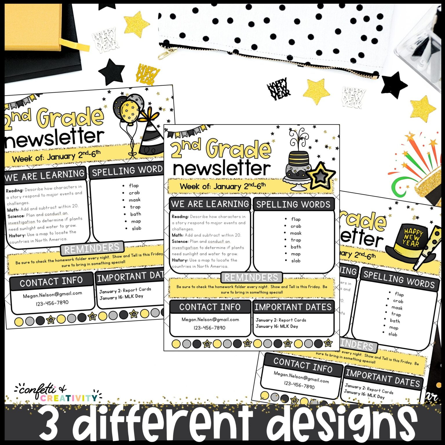 New Years Newsletter Templates | Confetti & Creativity