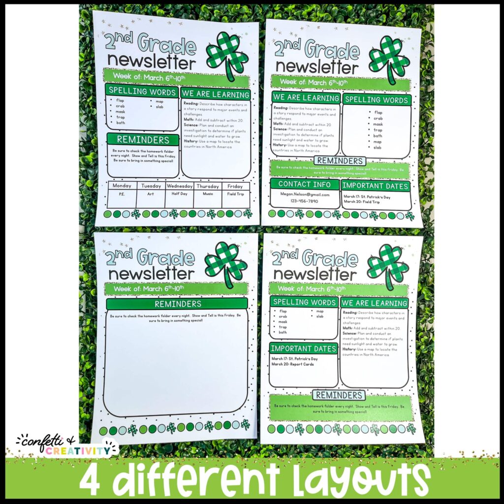 St. Patrick's Day Newsletter Templates | Confetti & Creativity