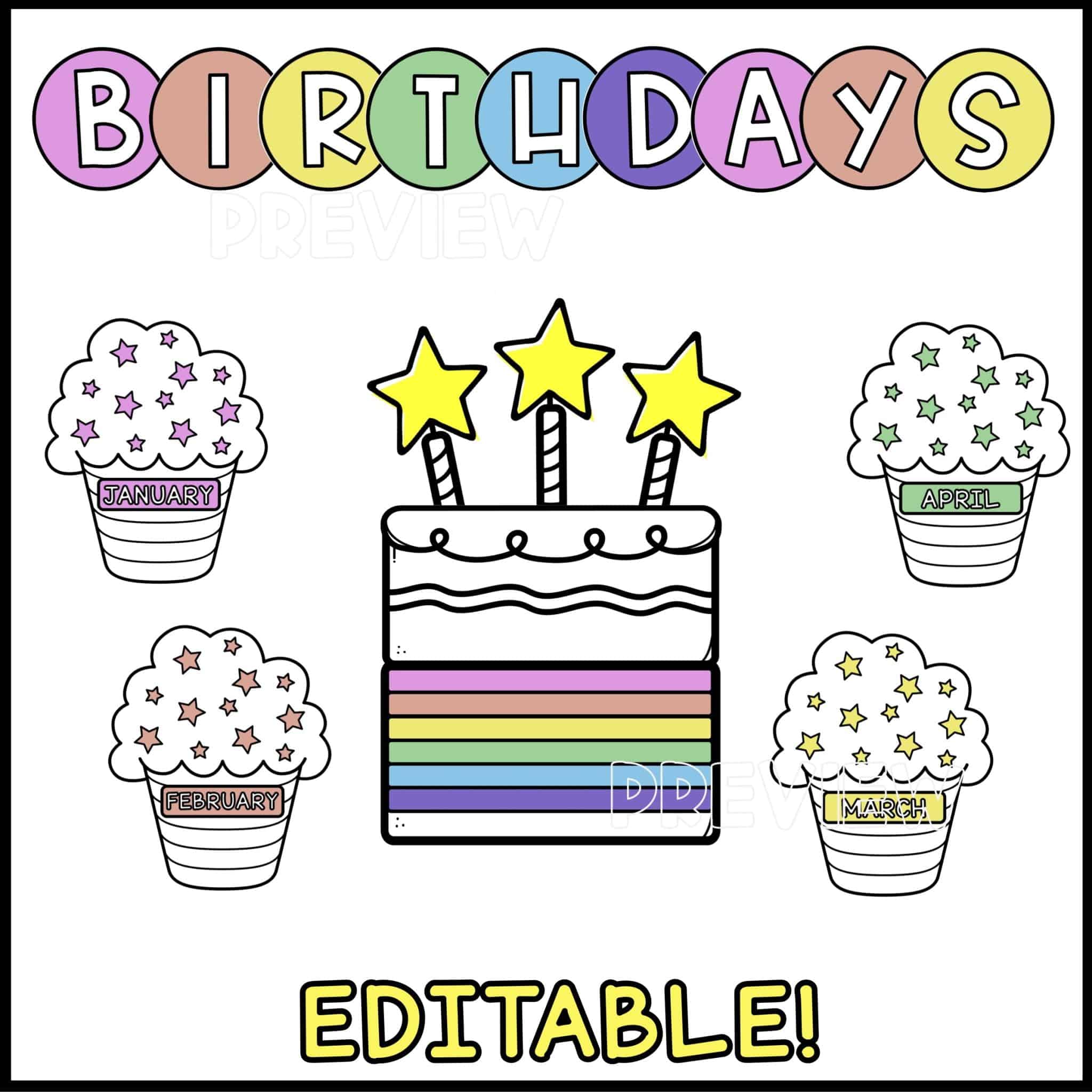 Bright and Simple Classroom Birthday Display | Confetti and Creativity