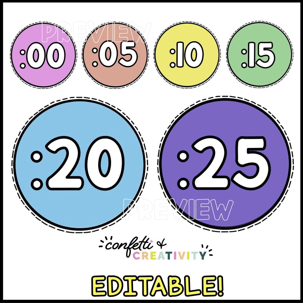 Bright and Simple Clock Labels | Confetti & Creativity