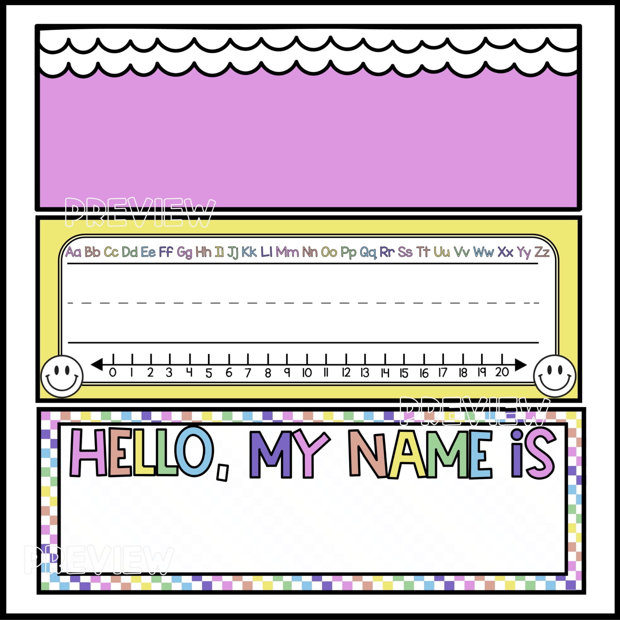 Bright and Simple Student Desk Nameplates | Confetti & Creativity