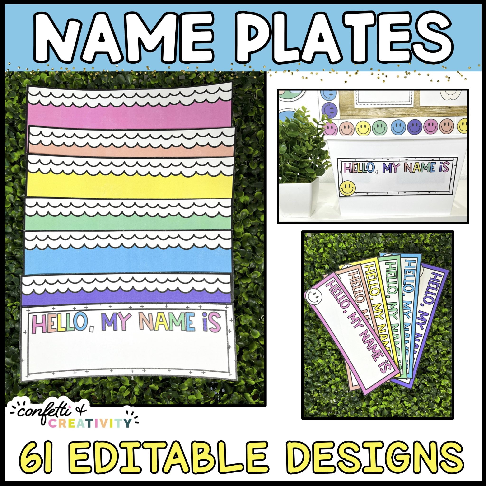 Bright and Simple Student Desk Nameplates | Confetti & Creativity