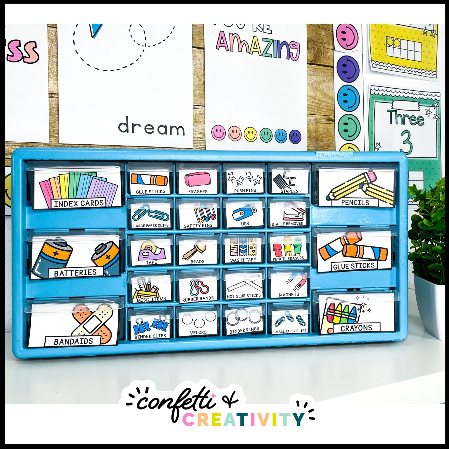 Bright and Simple Teacher Toolbox Labels | Confetti & Creativity