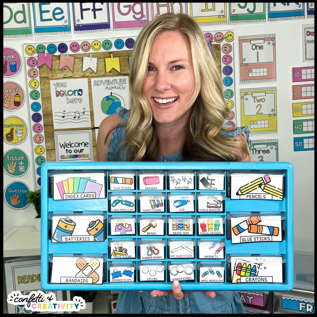Bright and Simple Teacher Toolbox Labels | Confetti & Creativity