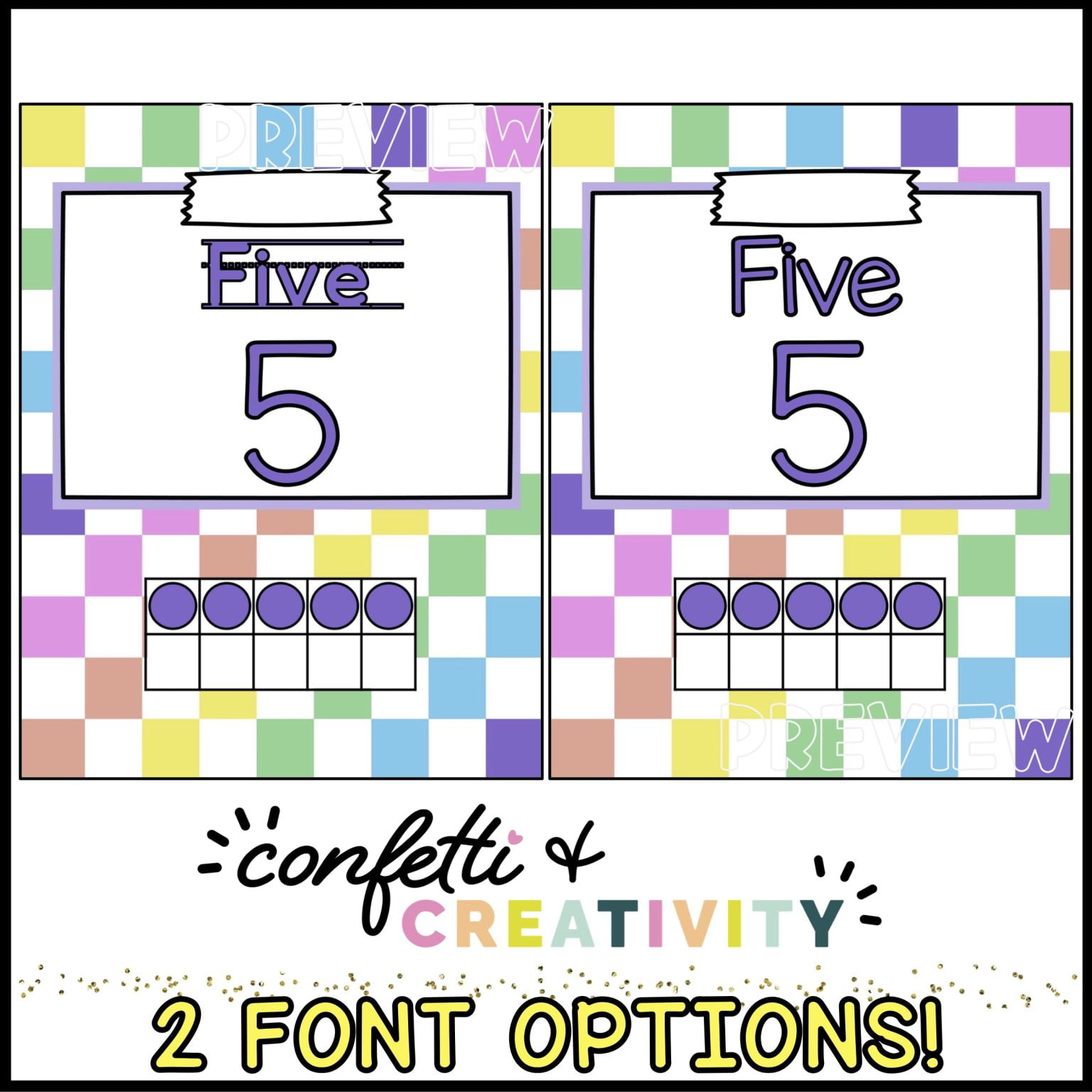Bright and Simple Ten Frames Posters | Confetti & Creativity