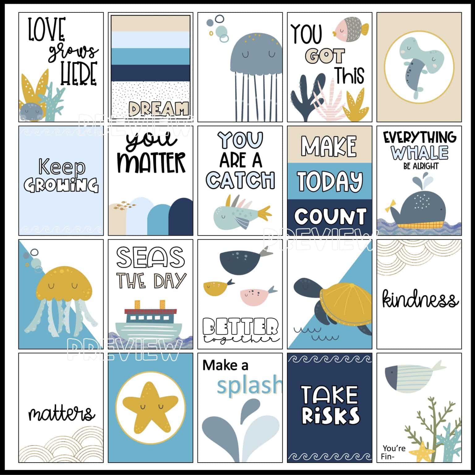 Ocean Classroom Inspirational Posters | Confetti & Creativity