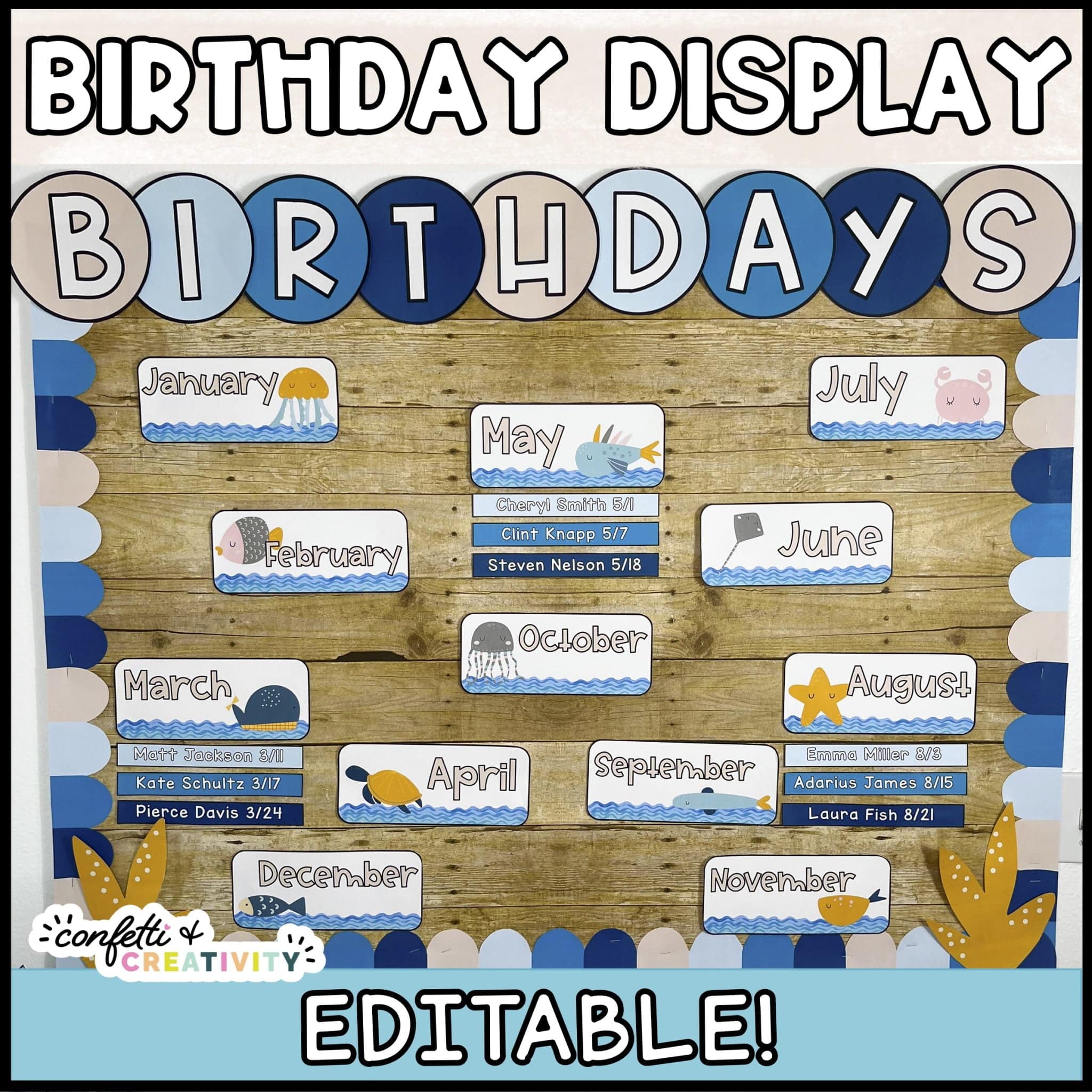 Ocean Classroom Birthday Display | Confetti & Creativity