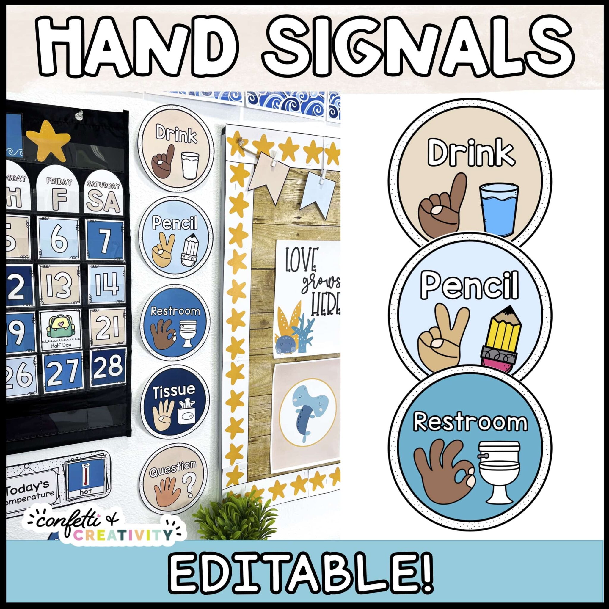 Ocean Classroom Hand Signals | Confetti & Creativity
