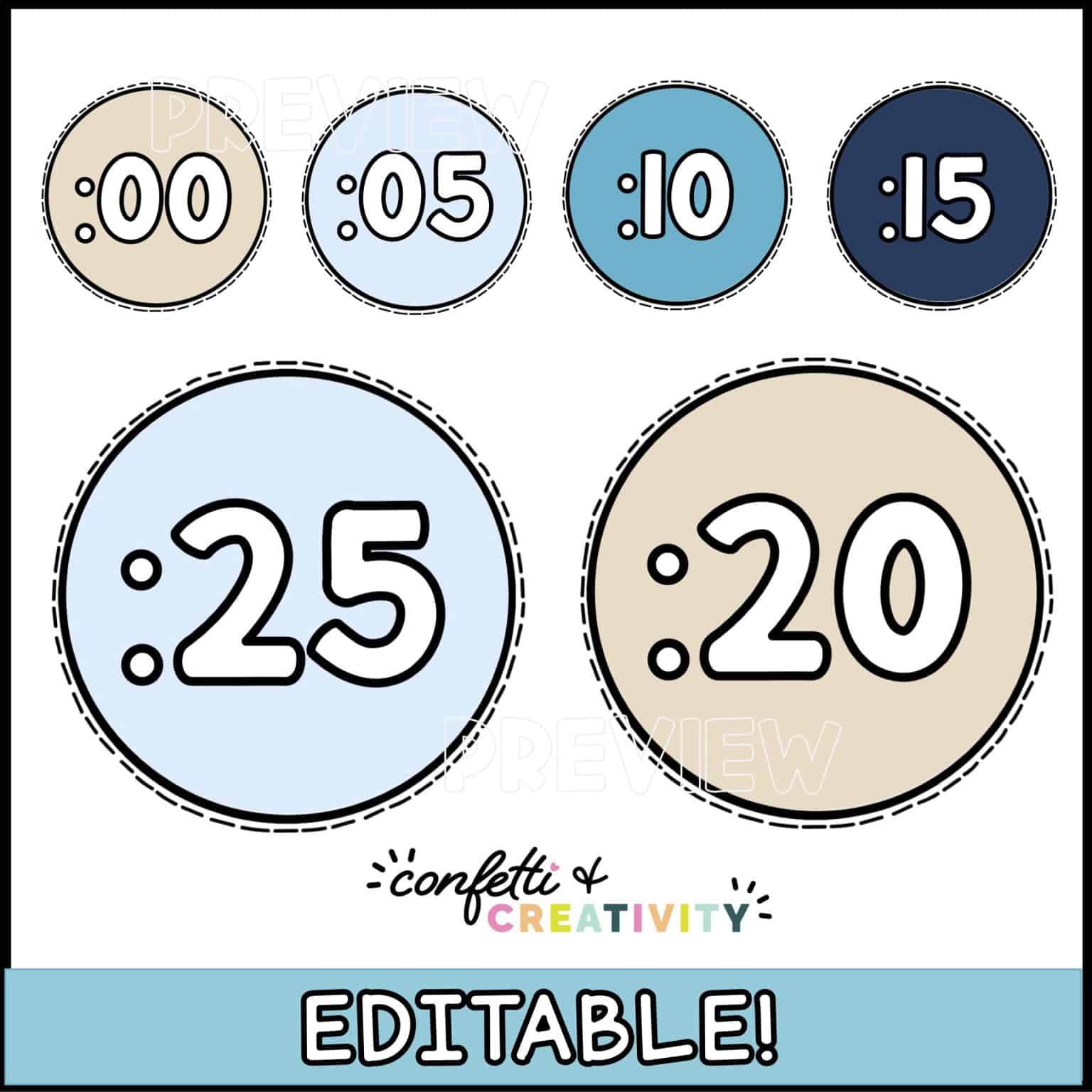 Ocean Clock Labels | Confetti & Creativity