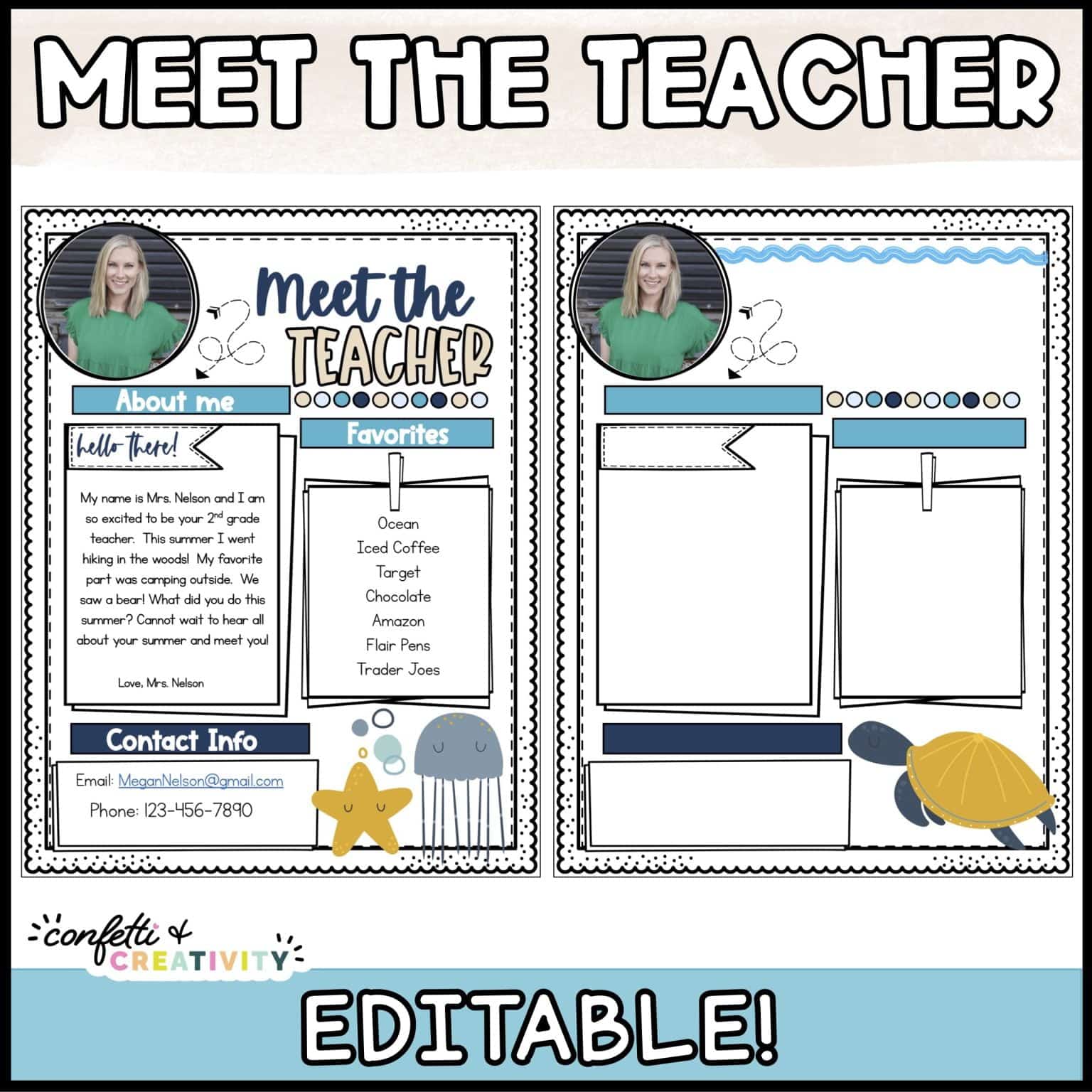 Ocean Meet the Teacher Template | Confetti & Creativity