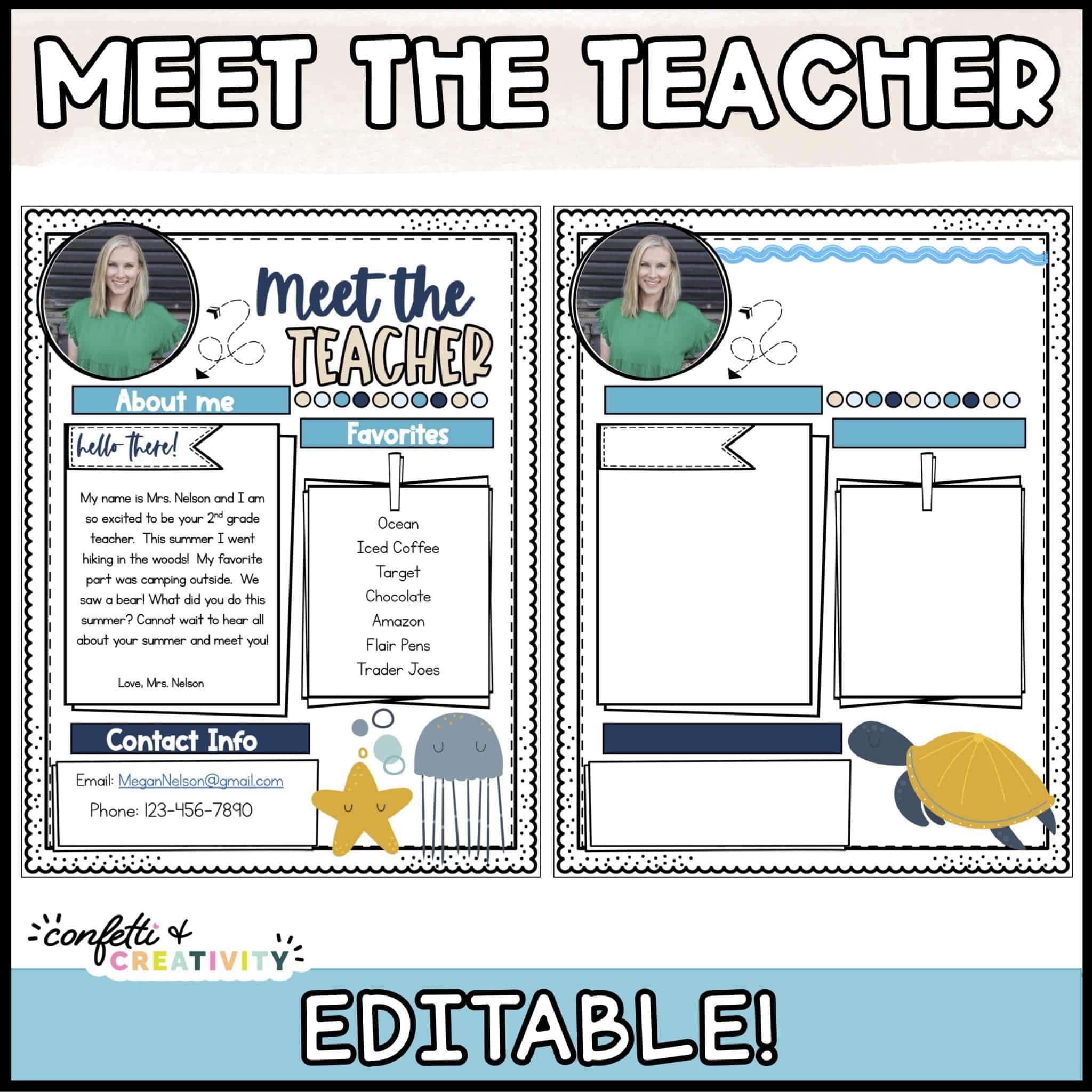 Ocean Meet the Teacher Template | Confetti & Creativity