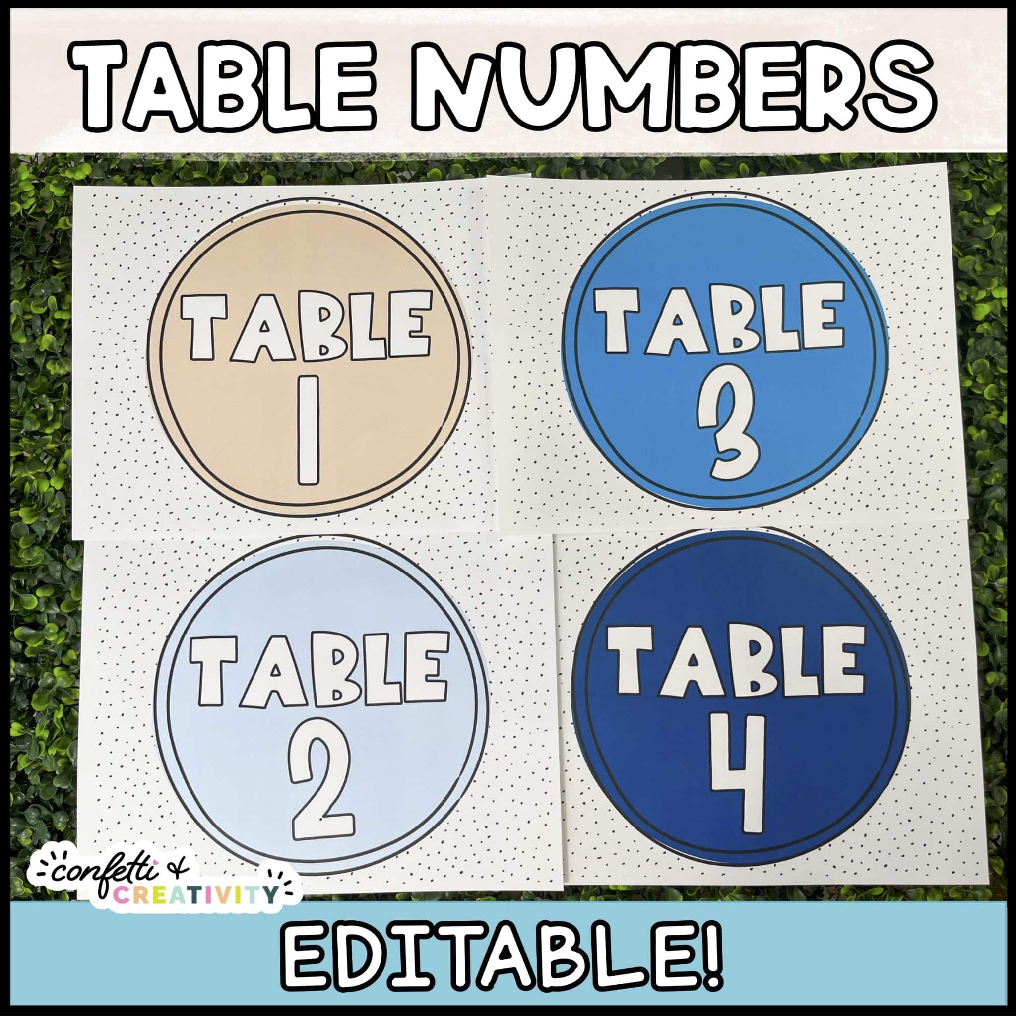 Space Table and Group Numbers | Confetti & Creativity