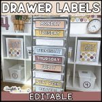 Modern Neutral 10 Drawer Rolling Cart Labels | Confetti & Creativity