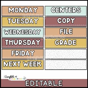 Modern Neutral 10 Drawer Rolling Cart Labels | Confetti & Creativity