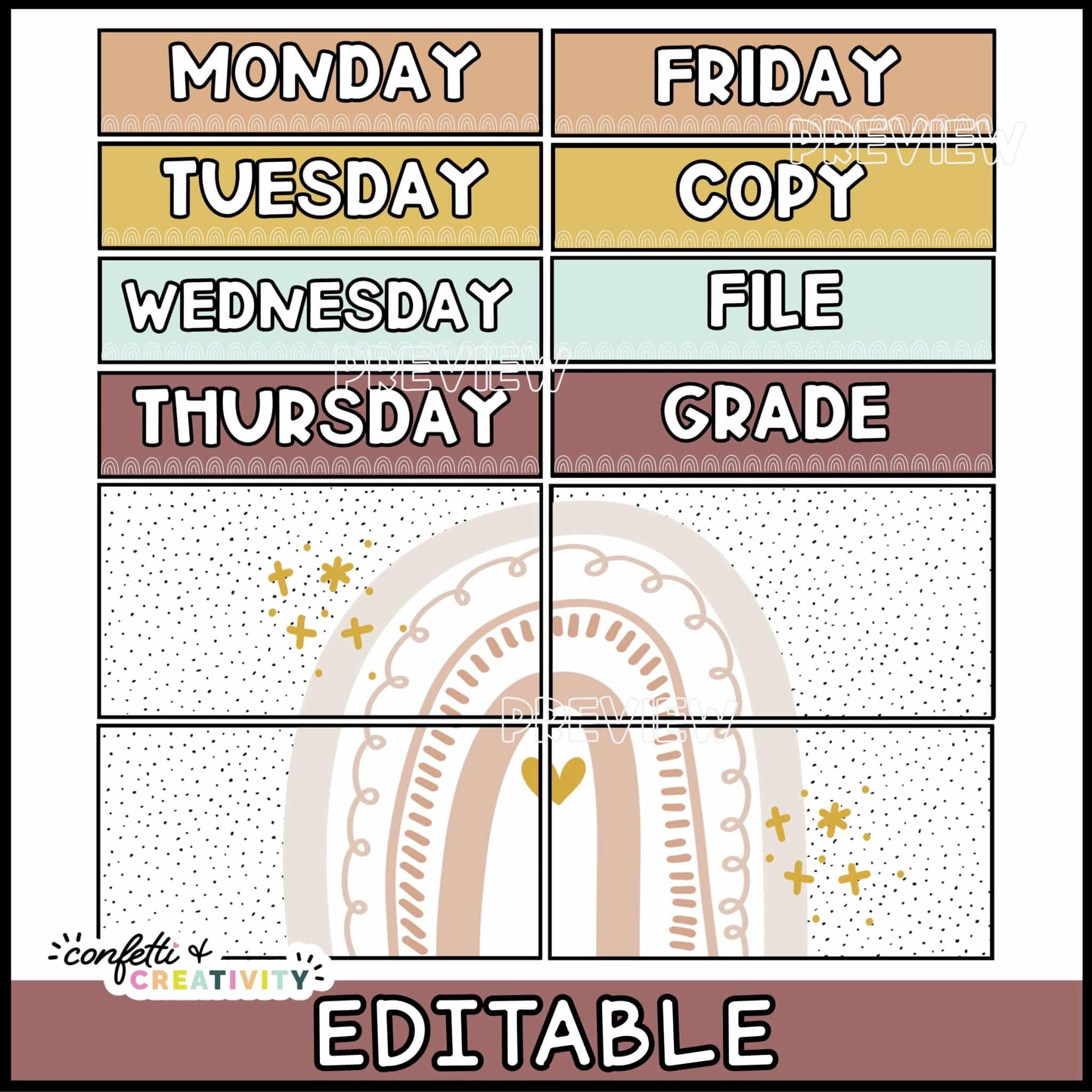 Modern Neutral 12 Drawer Rolling Cart Labels | Confetti & Creativity