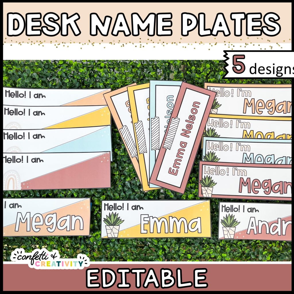 Modern Neutral Desk Nametags | Confetti & Creativity