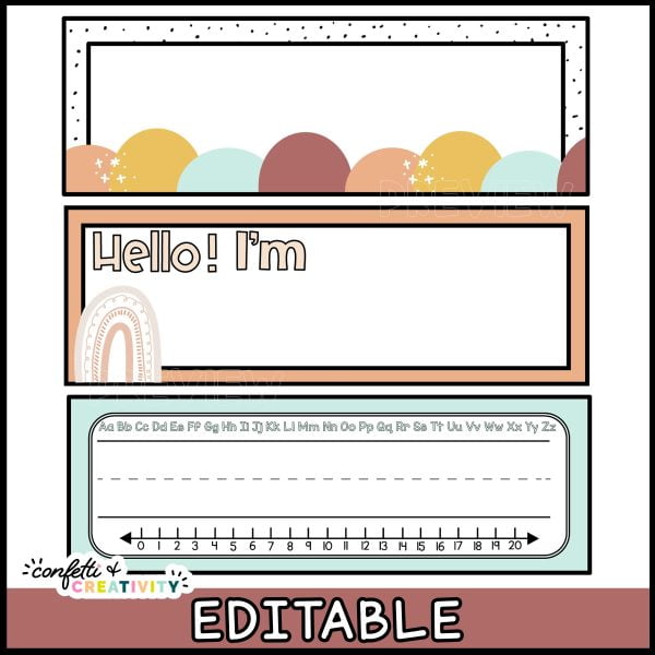 Modern Neutral Desk Nametags | Confetti & Creativity