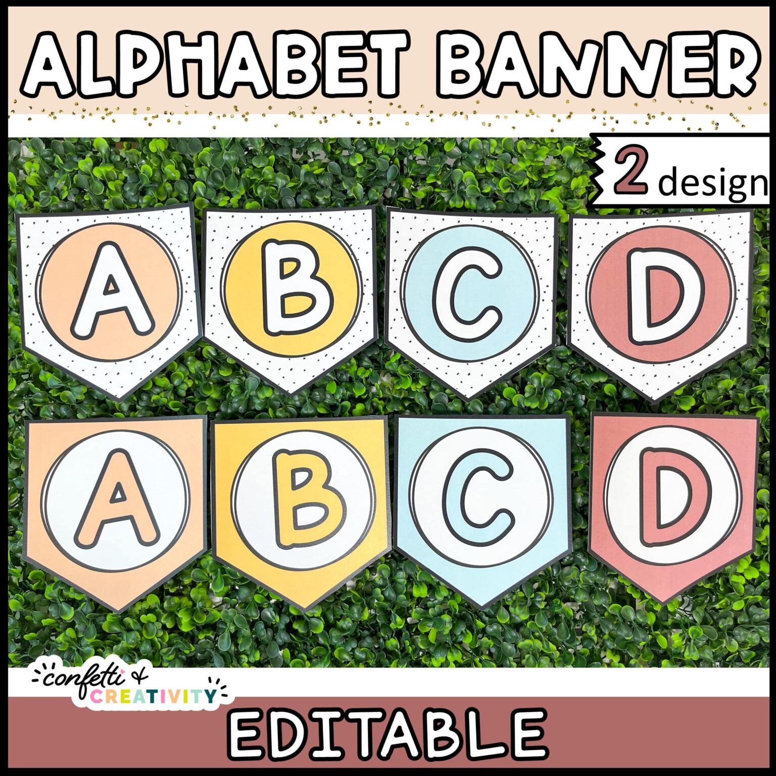 Modern Neutral Alphabet Banner | Confetti & Creativity
