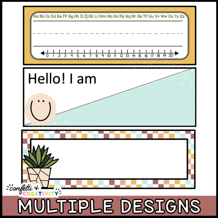Modern Neutral Desk Nametags | Confetti & Creativity
