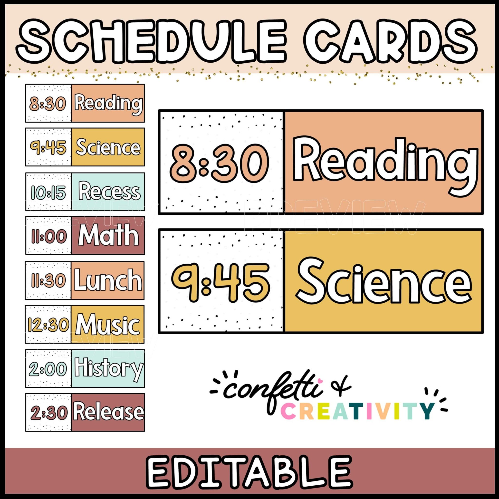Modern Neutral Classroom Schedule Cards | Confetti & Creativity