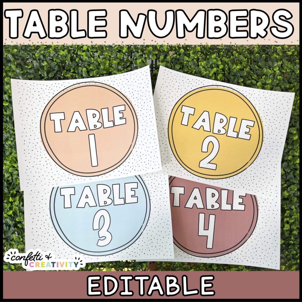 Table Numbers