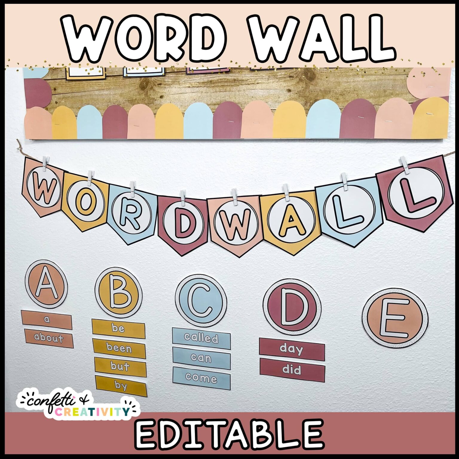 Modern Neutral Word Wall | Confetti & Creativity