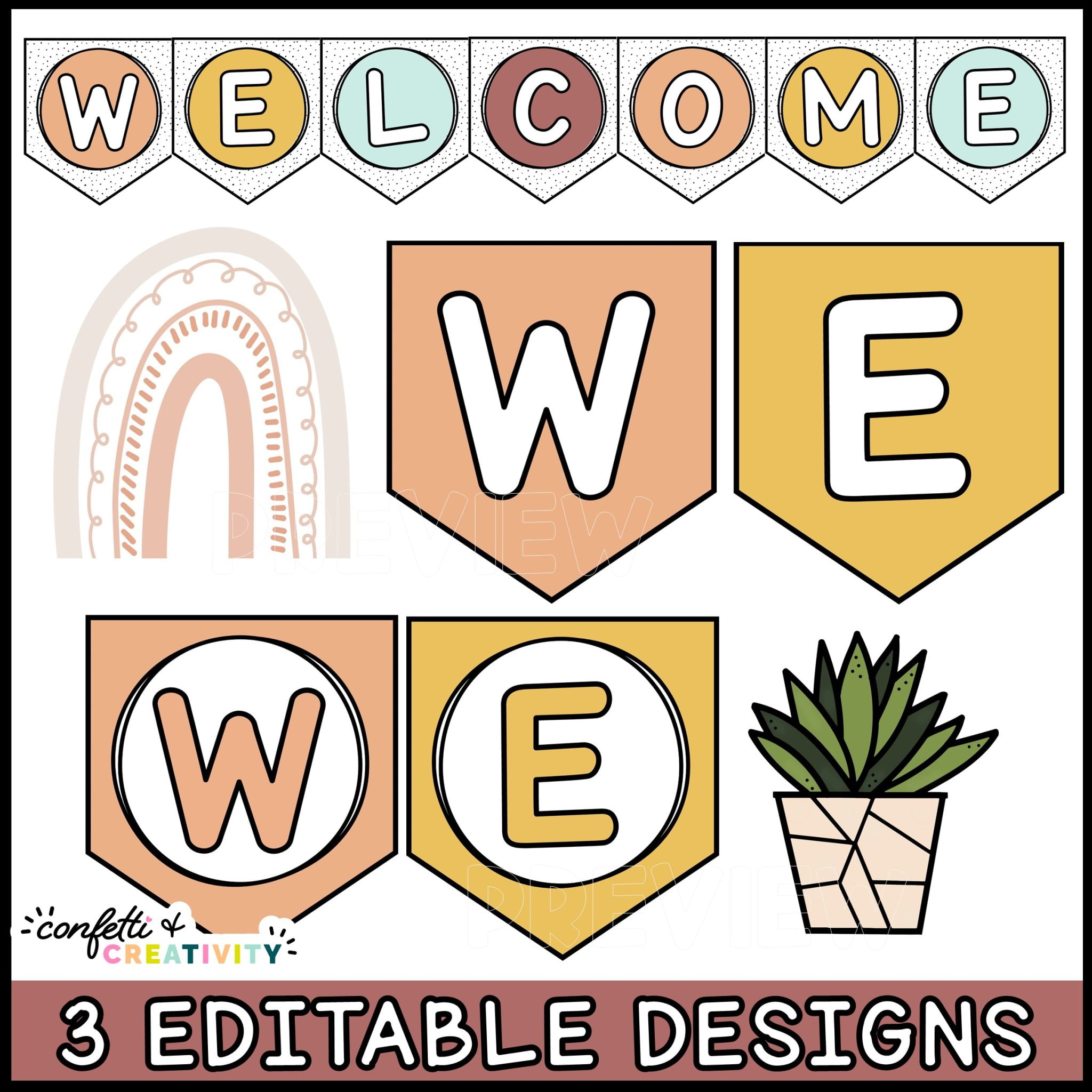 Modern Neutral Welcome Banner | Confetti & Creativity
