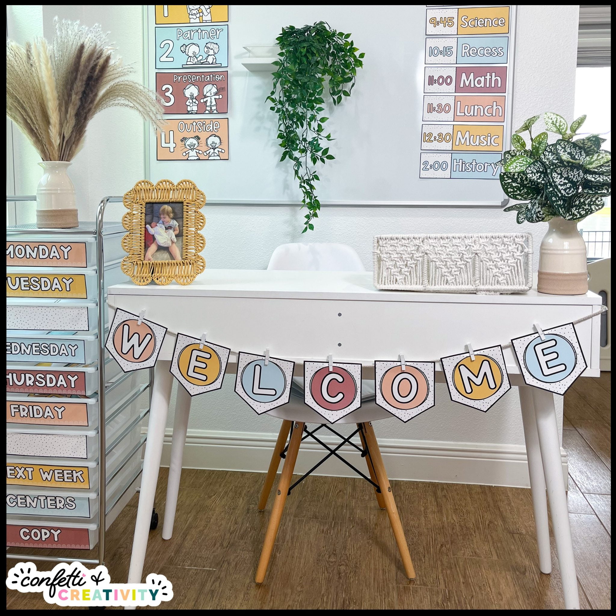 Modern Neutral Welcome Banner | Confetti & Creativity
