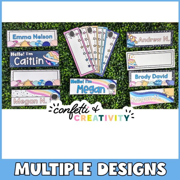 Space Desk Name Tags | Confetti & Creativity