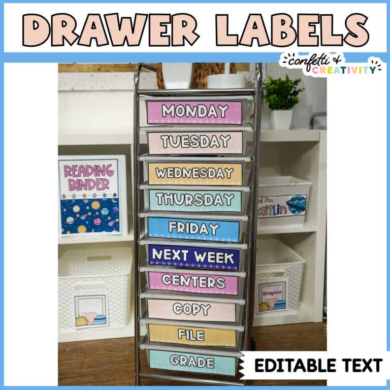 Space 10 Drawer Cart Labels | Confetti & Creativity