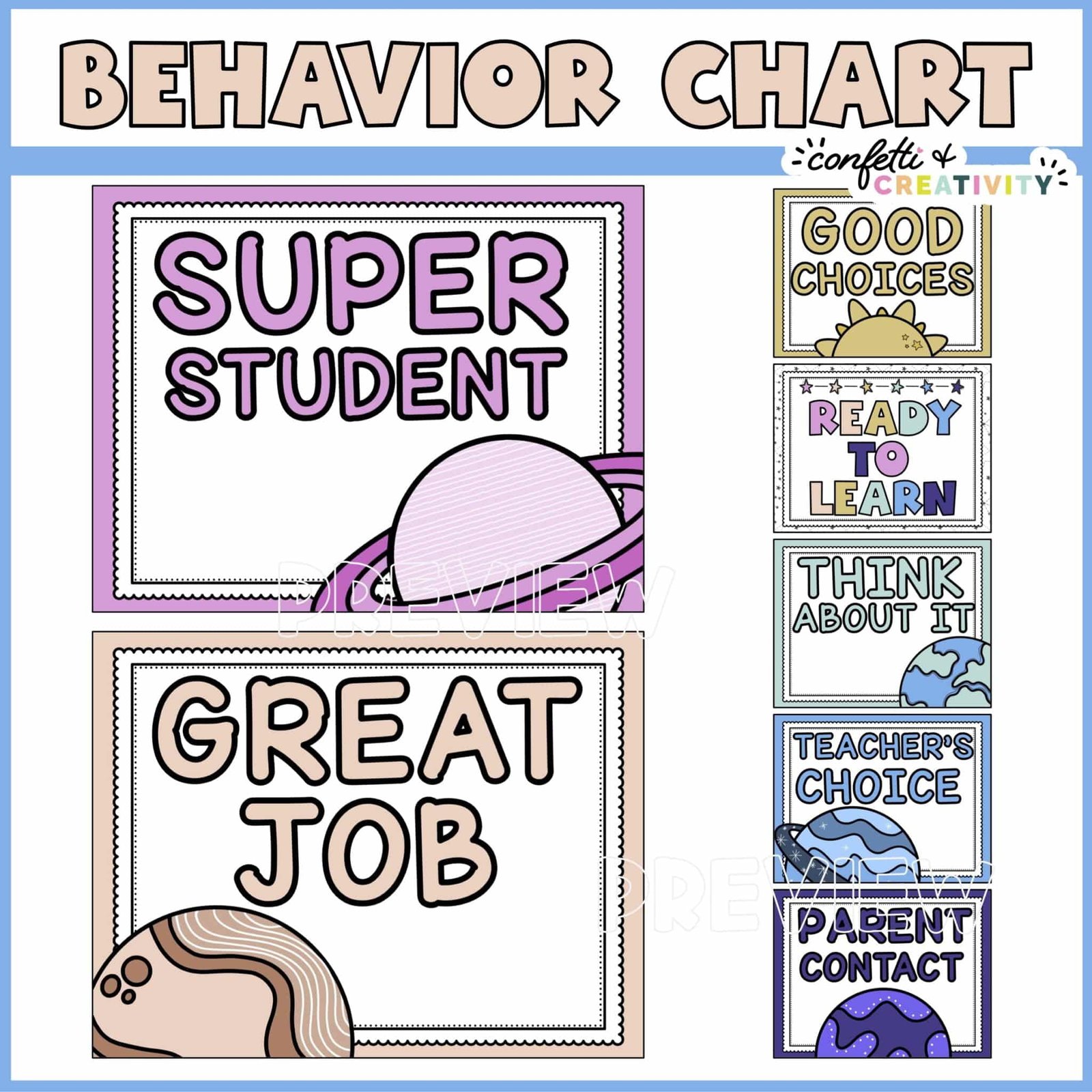 Space Behavior Chart | Confetti & Creativity