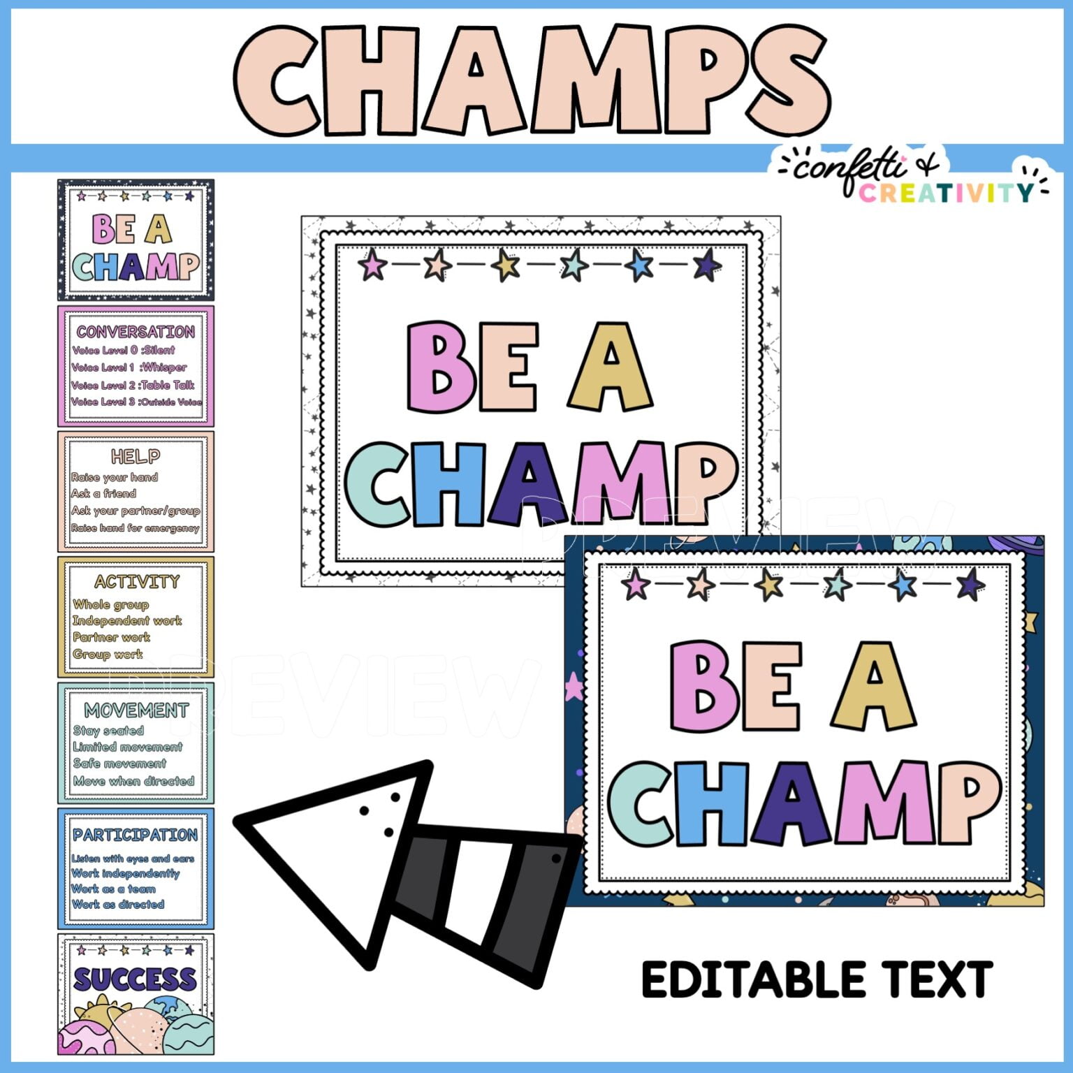 Space CHAMPS Posters | Confetti & Creativity