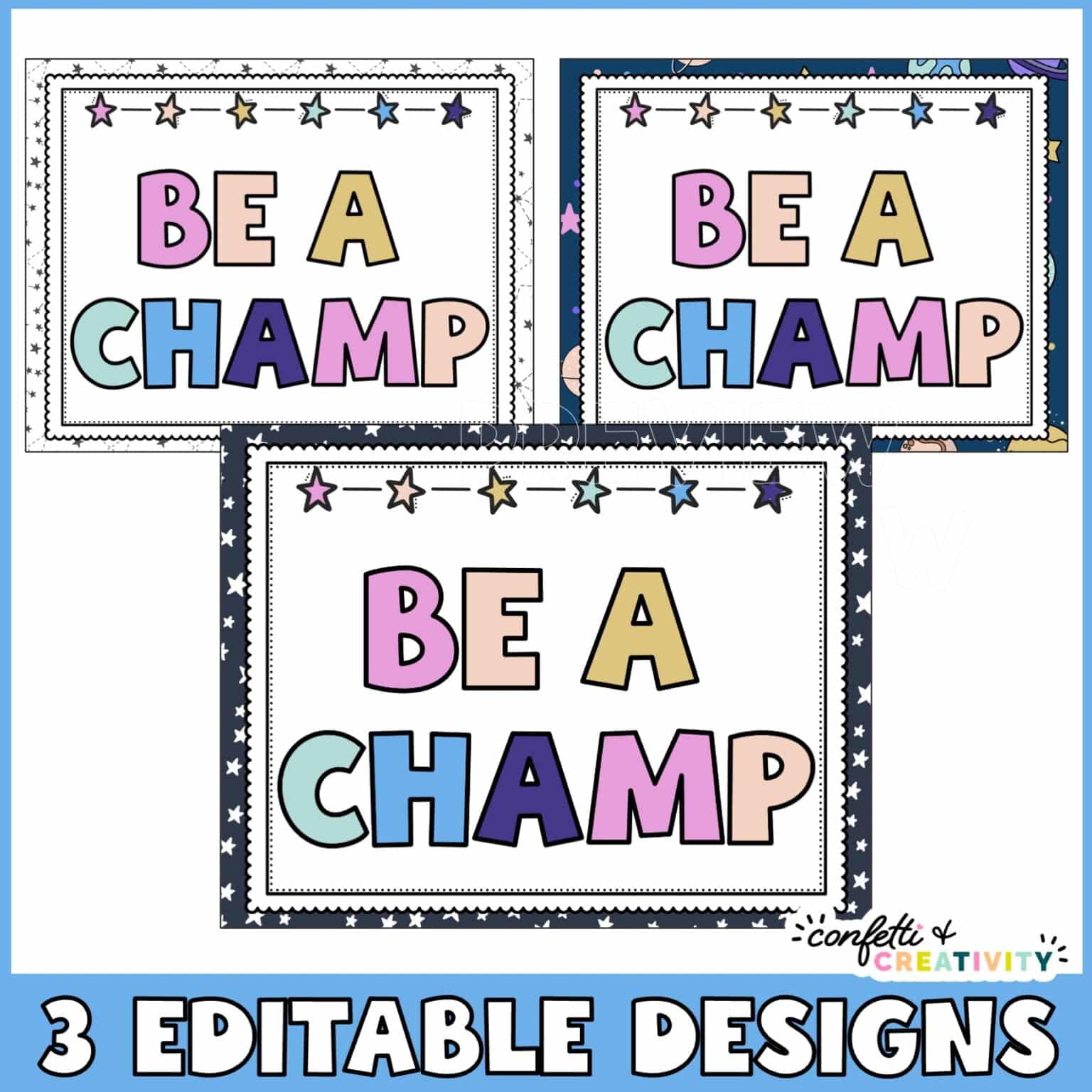 Space CHAMPS Posters | Confetti & Creativity