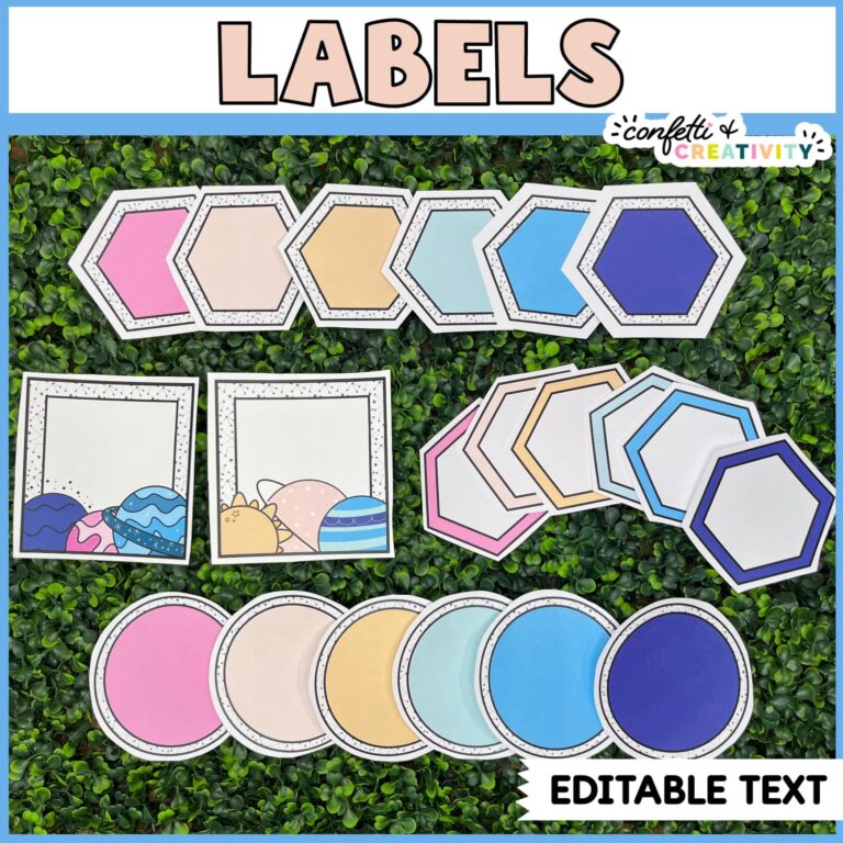 Space Classroom Editable Labels | Confetti & Creativity
